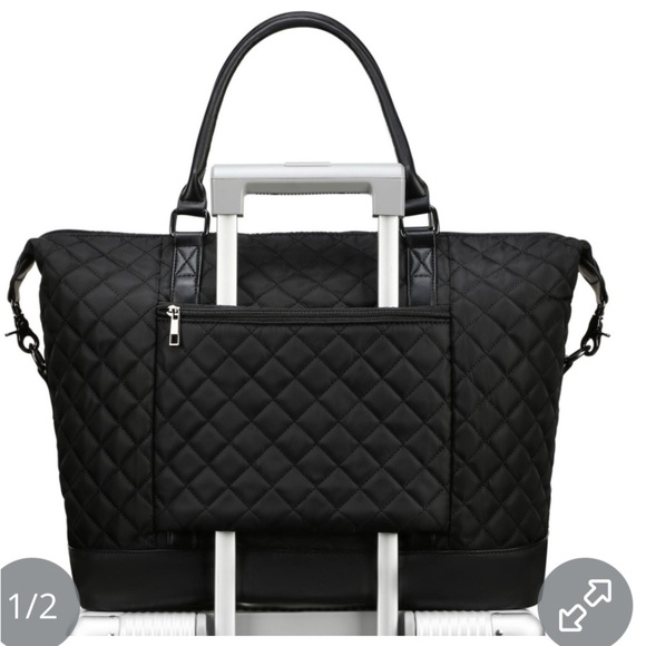 Bags | Black Quilted Travel Tote Bag | Poshmark